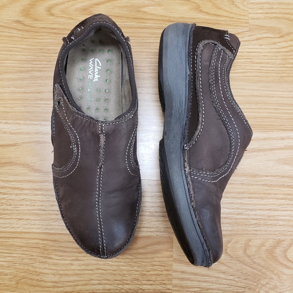 Clarks | Shoes | Brown Clarks Wave Loafer Shoe With Velcro | Poshmark